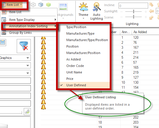 Positioning Annotated Items via the Item List – Fusion